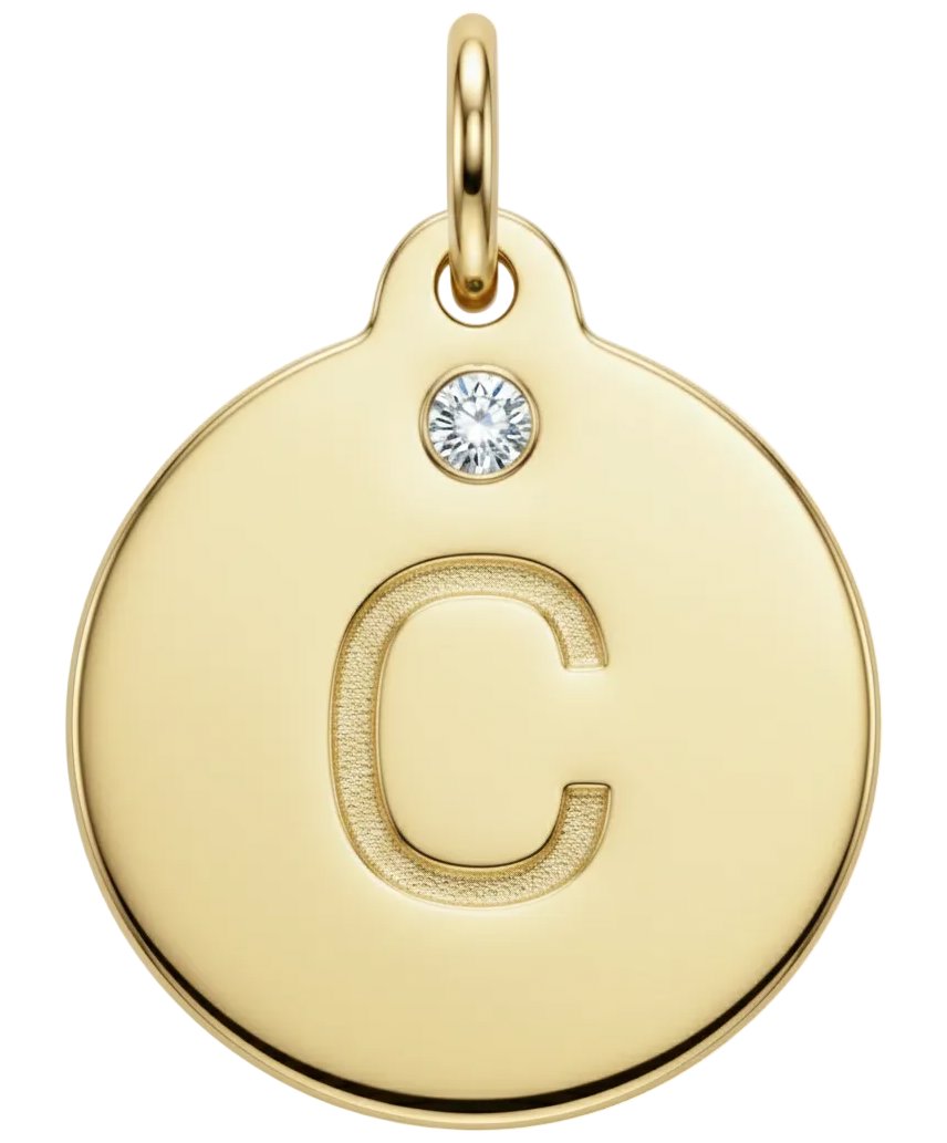 Solid 14k Gold Letter "C" Charm with Diamond | Initial C Necklace ...