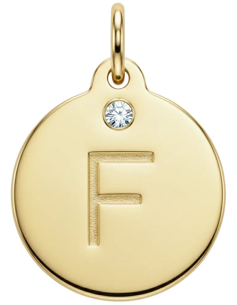 Solid 14k Gold Letter "F" Charm with Diamond | Initial F Necklace ...