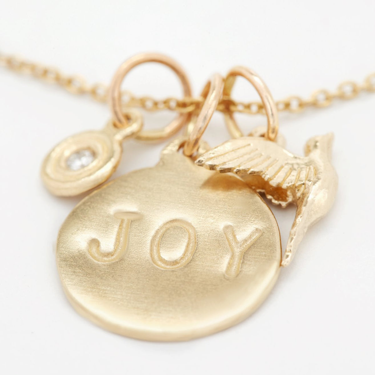 14k Gold Joy Disk Charm Pendant - Inspirational Jewelry Gift for Her ...