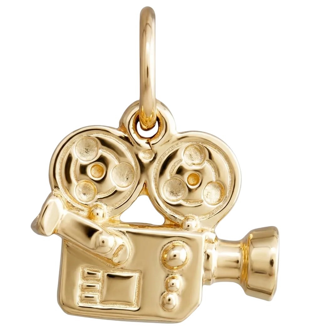 Solid 14k Gold Movie Camera Mini Charm | Film Necklace & Director Gift ...