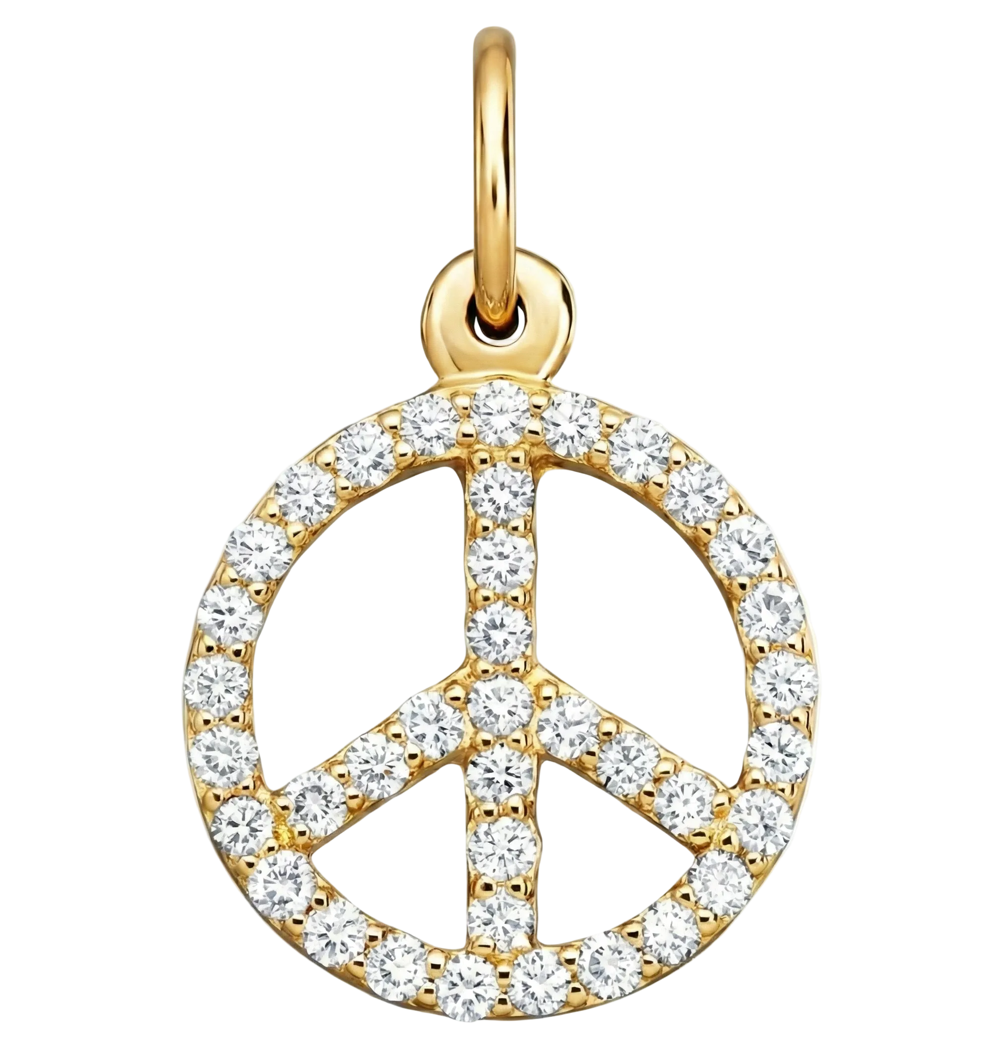Solid 14k Gold Peace Sign Charm with Pave Diamonds | Peace Necklace ...