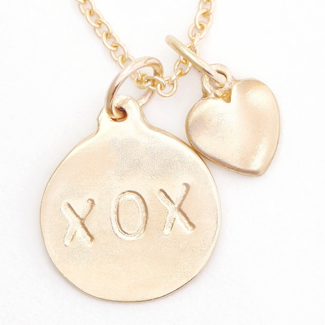 14k Gold XOX Disk Charm - Romantic Jewelry Gift – Helen Ficalora