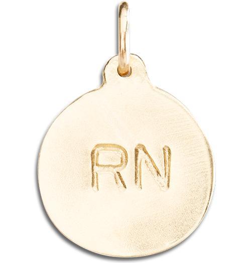 14k Gold RN Disk Charm Pendant for Nurses and Healthcare Professionals ...