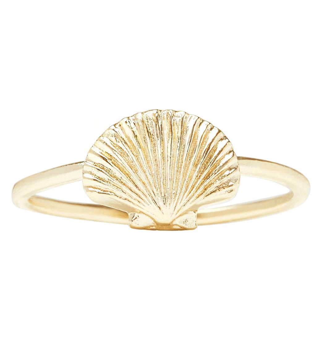14k Gold Stacking Scallop Shell Ring | Helen Ficalora