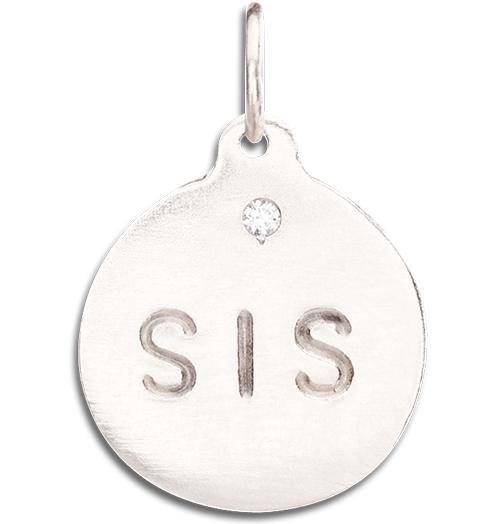 14K Gold Sis Disk Charm Pendant with Diamond – Personalized Jewelry ...