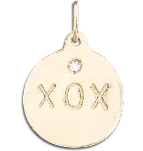 14K Gold XOX Disk Charm Diamond Pendant - Hugs and Kisses Jewelry Gift ...
